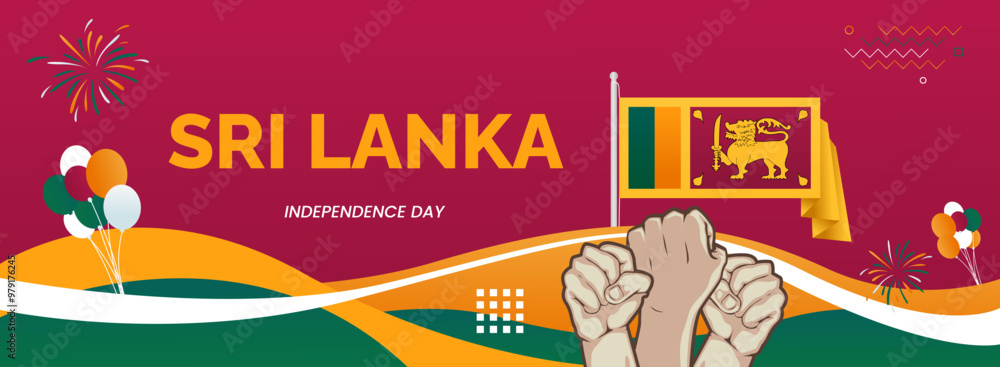 Sri Lanka Independence day banner. Latest horizontal poster with Sri ...