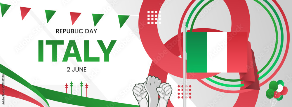 Italy National Day banner. Latest horizontal poster with Italian flag ...