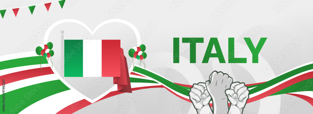 Italy National Day banner. Latest horizontal poster with Italian flag ...