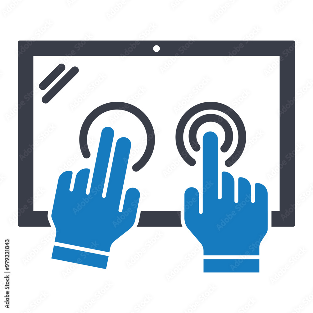 Two hands on screen. Multi Touch Interaction Icon. Features multiple ...