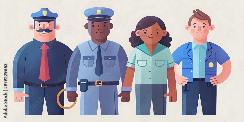 Diverse Law Enforcement Professionals: Police Officer, Detective ...