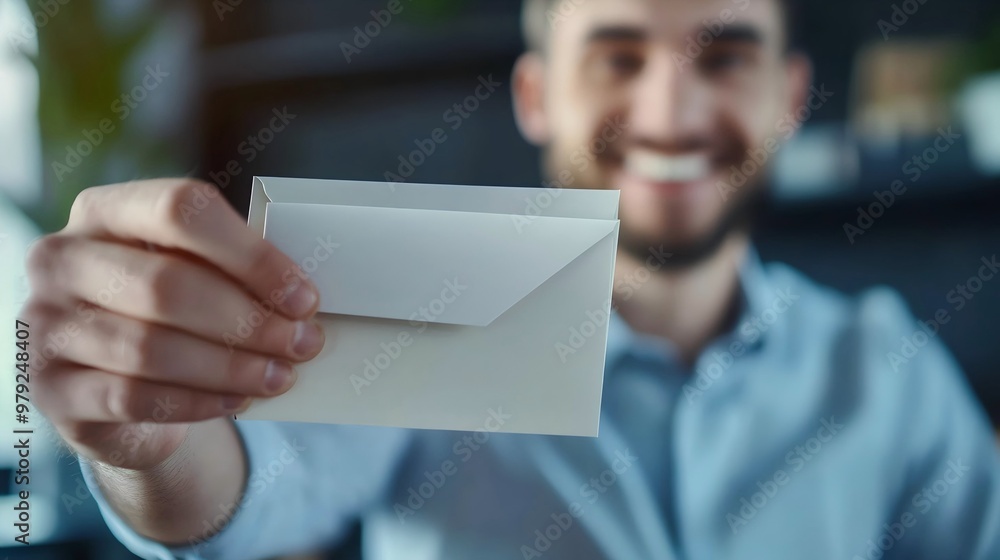 Successful businessman receiving envelope with salary raise or bonus ...