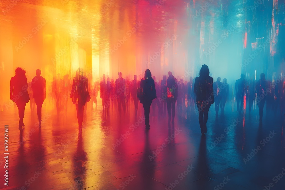 abstract vector group of crowded people. mob of people. confusion of ...