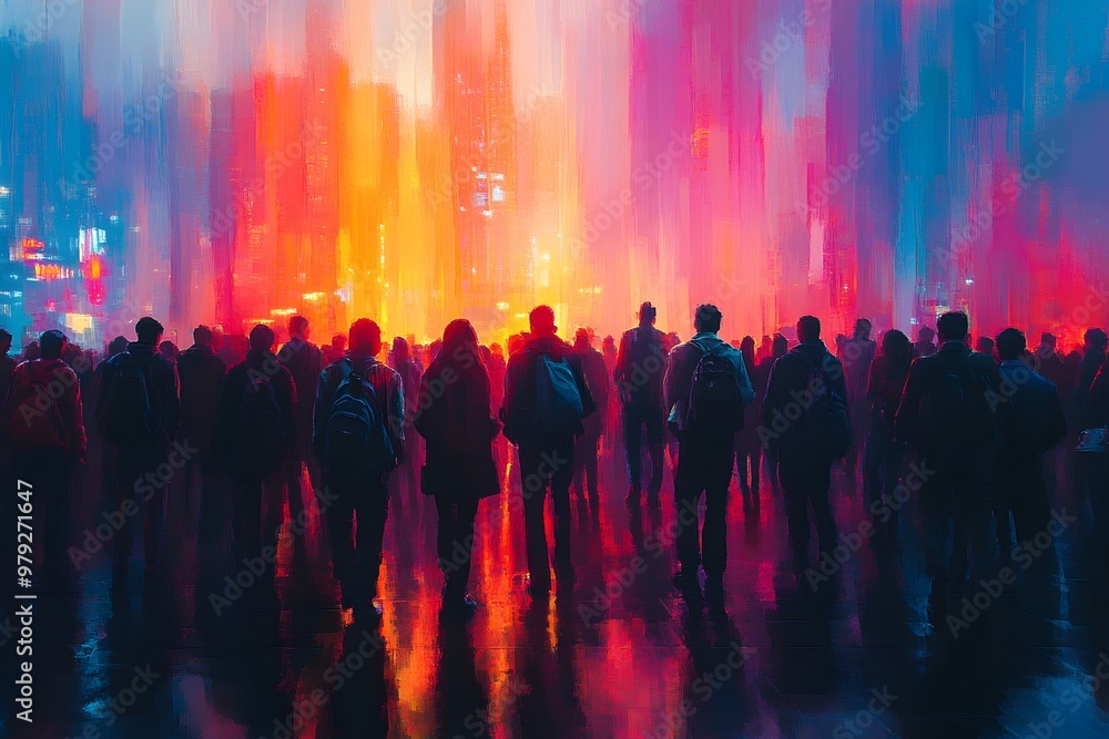 abstract vector group of crowded people. mob of people. confusion of ...