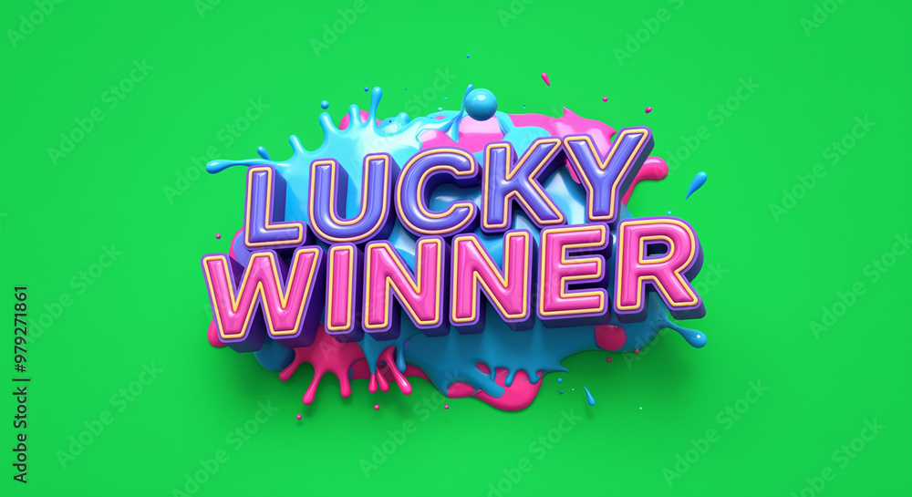 Text design for lucky winner announcement in vibrant colors with ...