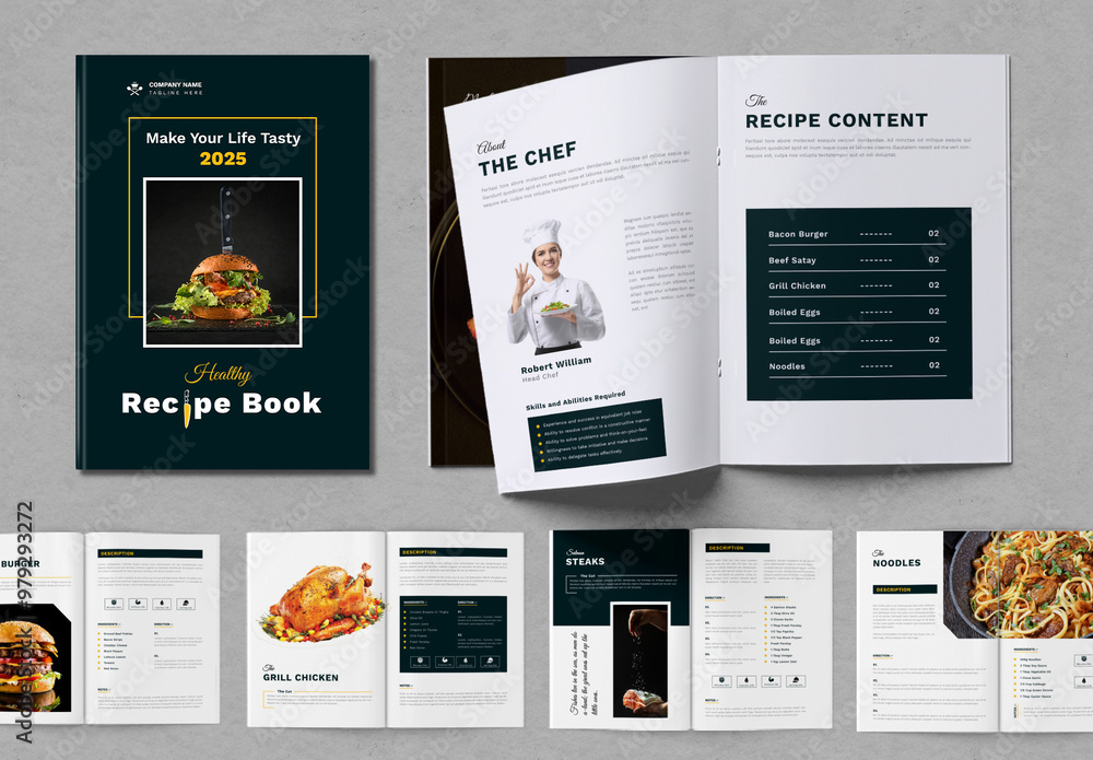 Recipe Book Template Layout Stock Template | Adobe Stock