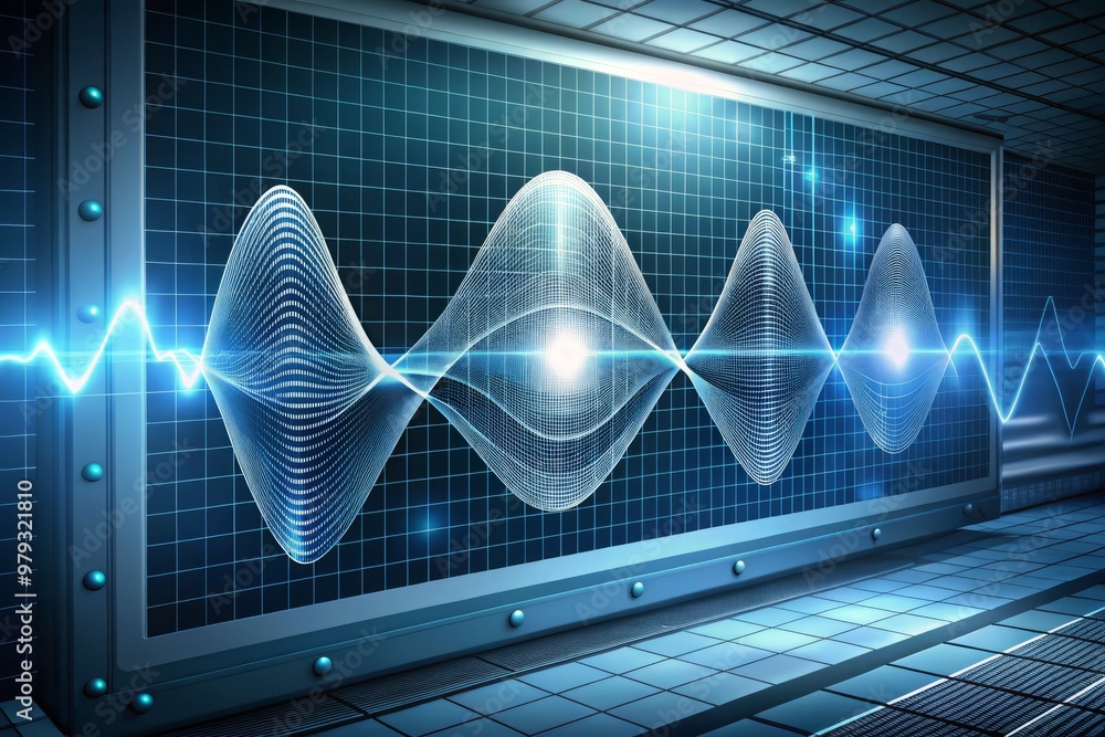 A futuristic laboratory backdrop showcases a detailed B-mode ultrasound ...