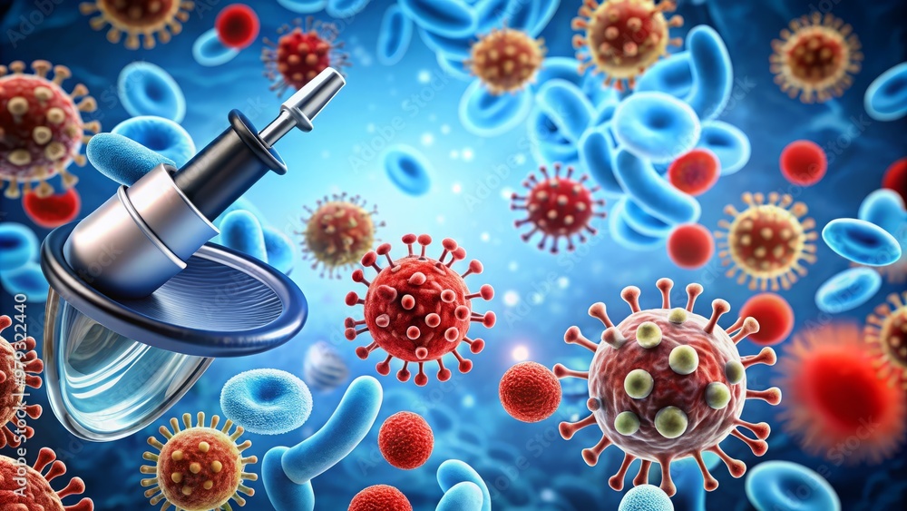 A detailed vector graphic of urine sediment under a microscope ...