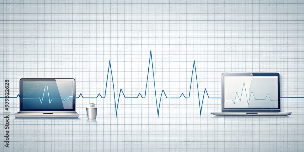 A minimalist illustration featuring a stylized ECG waveform in the ...