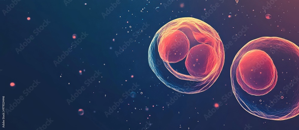 Microscopy Image Of Two Open Nucleus Droplets Of Stem Cells Dividing ...