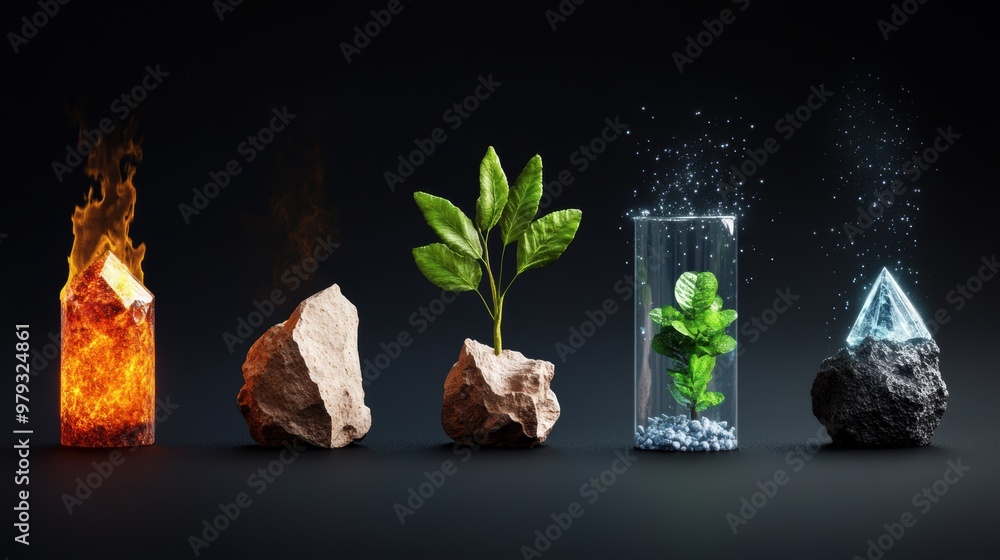 A collection of different elements displayed in various forms, such as ...