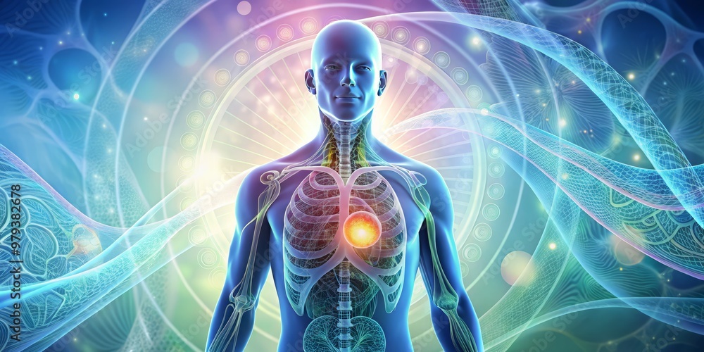 A detailed illustration of the human body, with the ultrasound probe ...