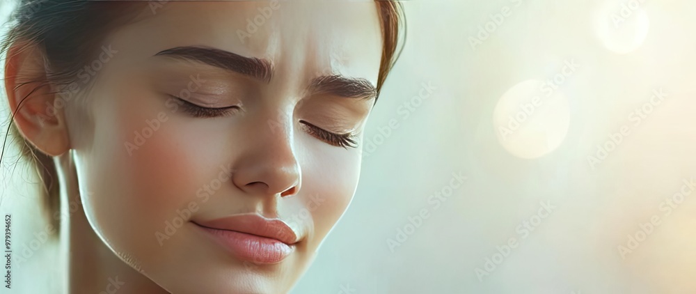 A serene portrait of a woman embracing self-care, with soft lighting ...