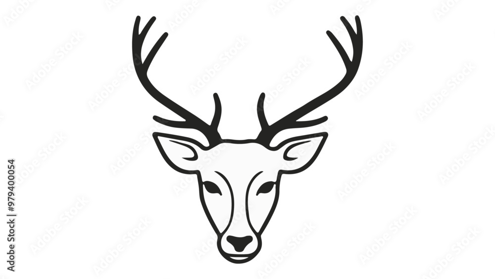 simple outline silhouette illustration of a deer head, deer simple ...