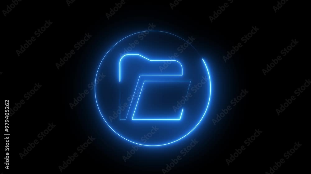 Vidéo Stock Glowing neon file folder sign. Glowing neon Folder icon ...