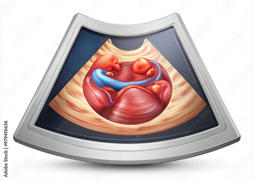 Medical vector illustration of an aortic valve ultrasound scan, set ...