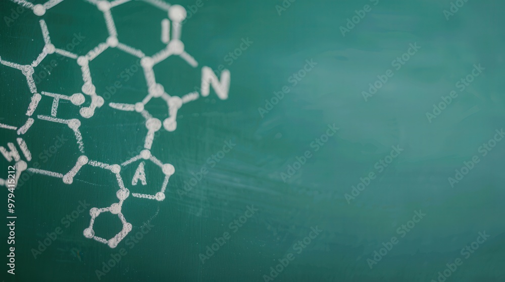 Chemical Formulas and Structures on Chalkboard, educational setting ...