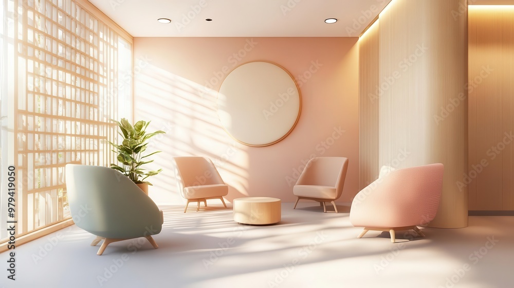 Quiet room with soft colors and natural materials, designed for ...