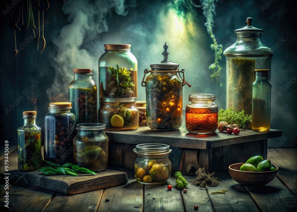 moody mysterious setting pickle jar old apothecary jars mysterious ...