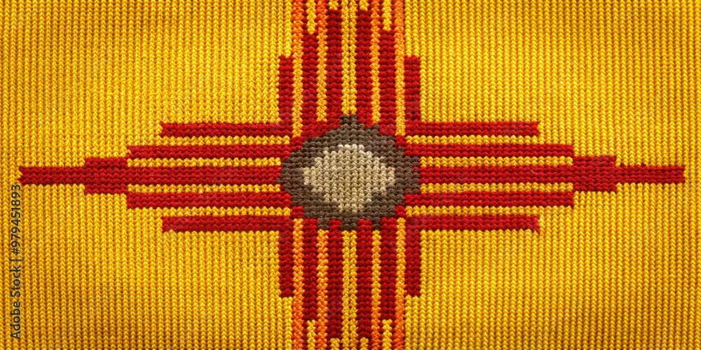 new mexico state flag woven into traditional native american textiles ...