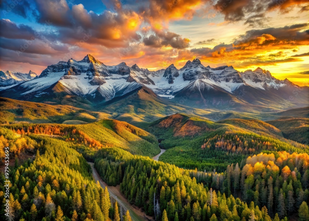 Breathtaking aerial views of majestic mountain ranges, sweeping vistas ...