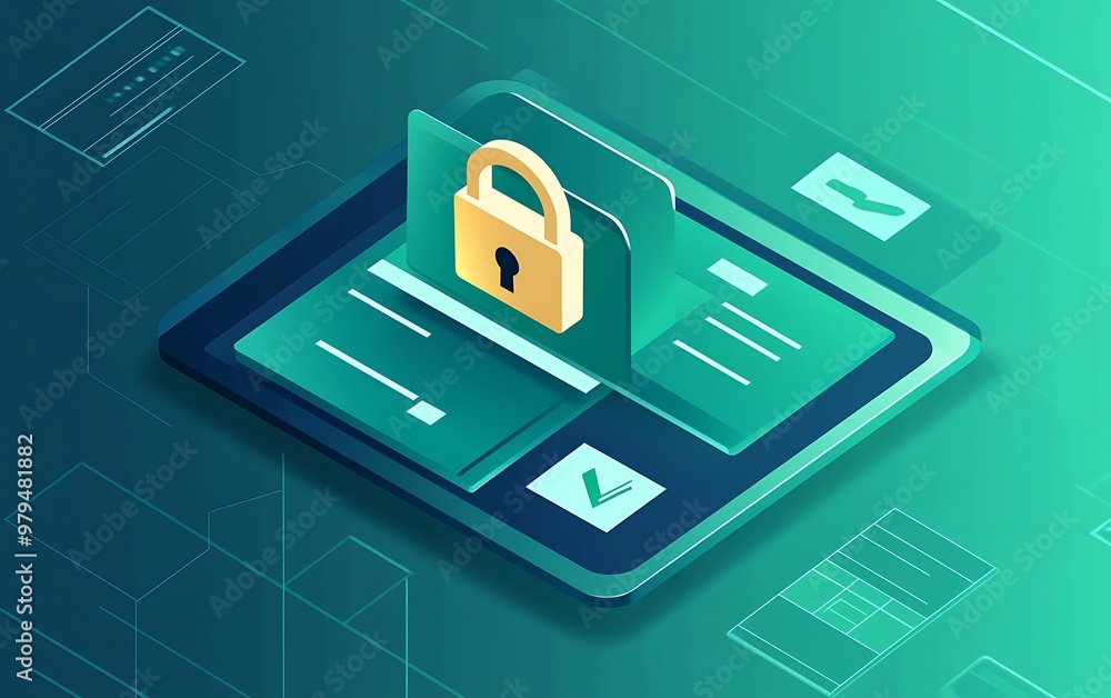 Secure Payment Confirmation Screen with Lock Icon and Green Checkmark ...
