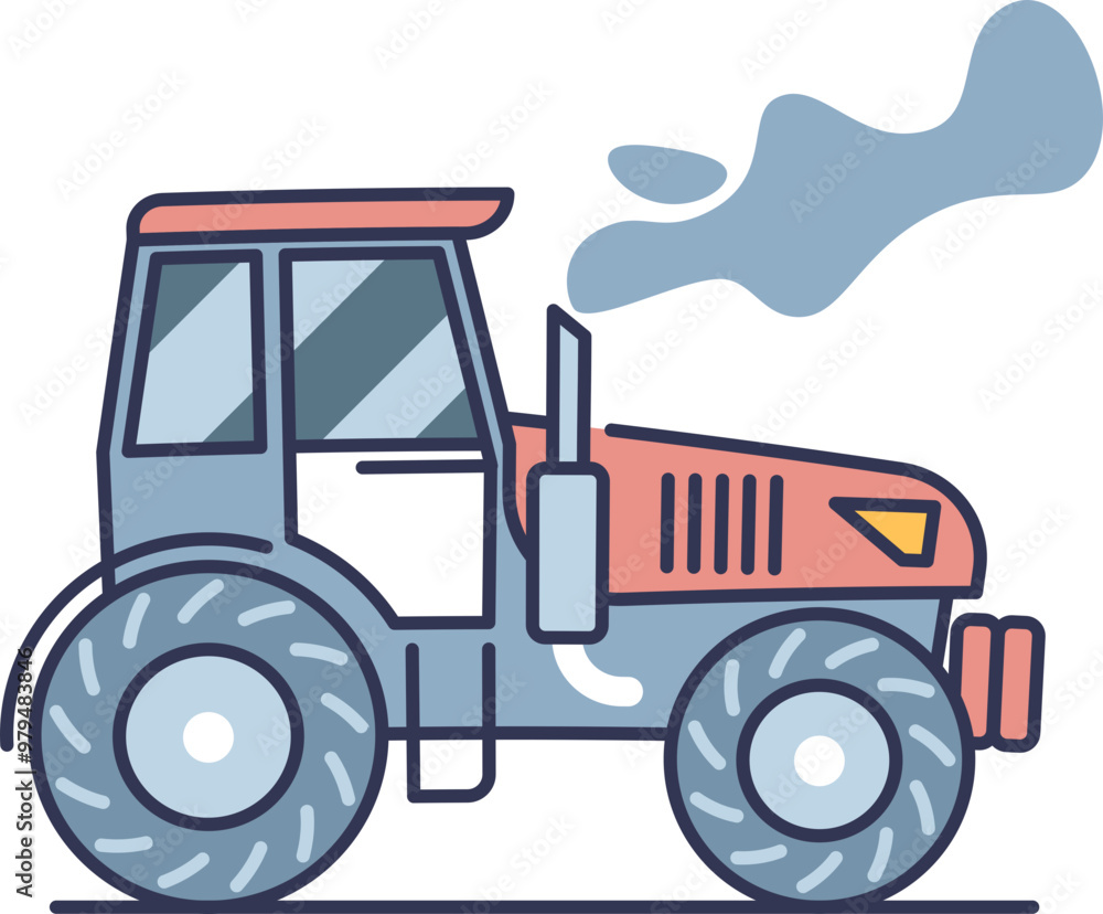 Side view of a tractor with smoking exhaust pipe, symbolizing ...