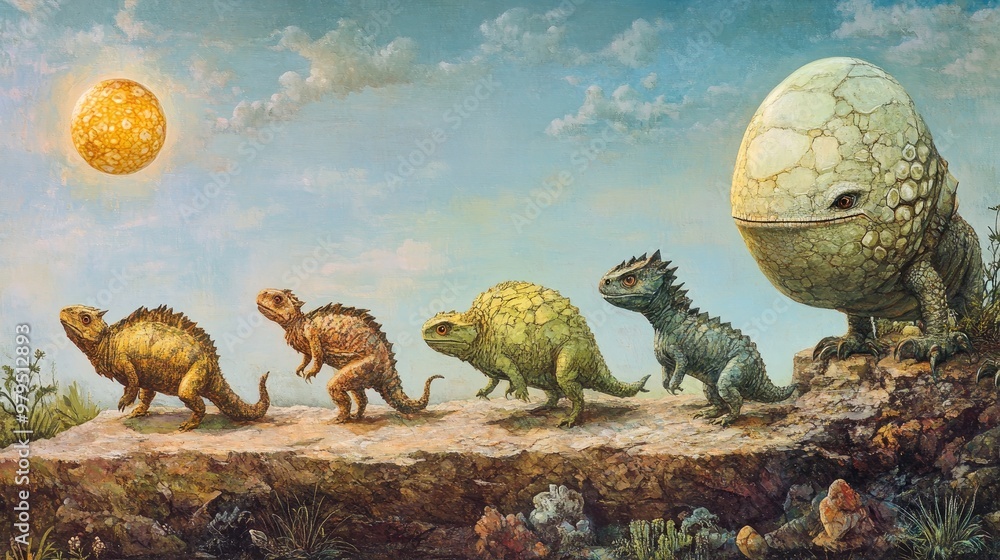 Ancient creatures' life cycle from egg to adulthood is illustrated ...
