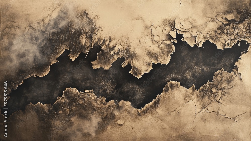 Burnt paper with smoky edges featuring intricate fire damage and ash ...