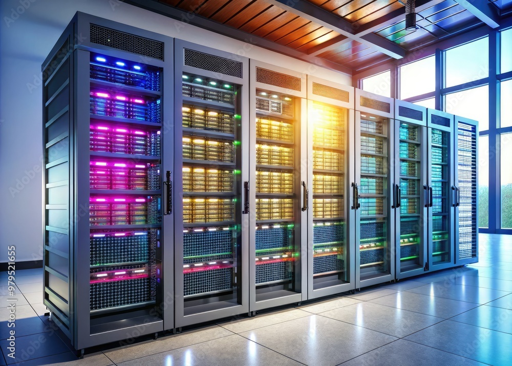 highly organized color-coded neatly labeled server racks in spotless ...