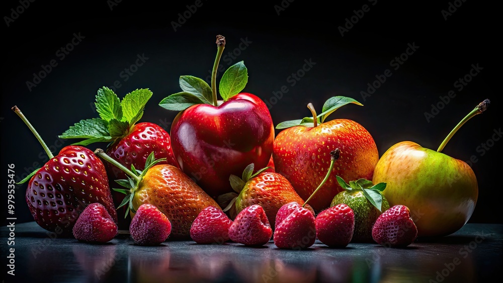 dramatic high-contrast photographs of fruit against black backgrounds ...