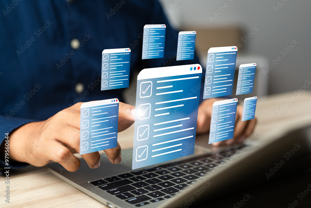 Digital Checklists for efficient business management, Businessman ...