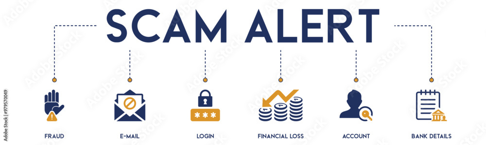 Scam Alert banner website icons vector illustration concept of with an ...