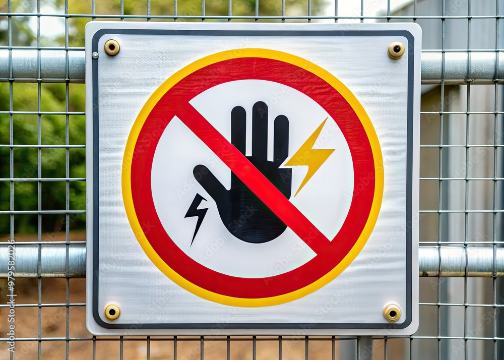 Warning sign with a red circle and line symbol indicating "do not touch ...