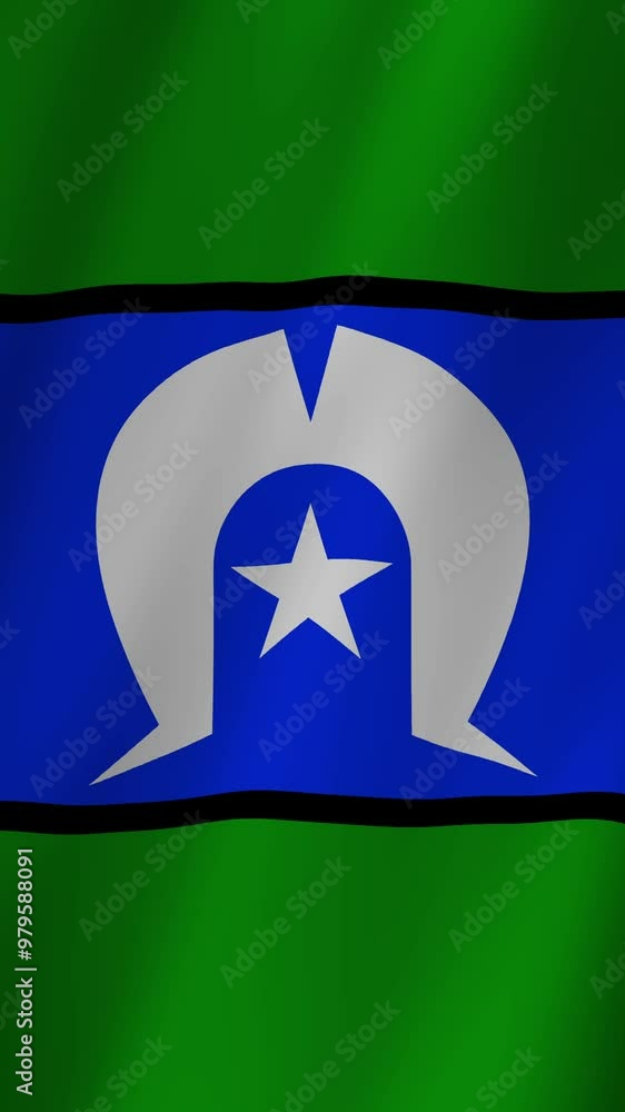 Vertical Flag of Torres Strait Islander waving animation, Vertical ...