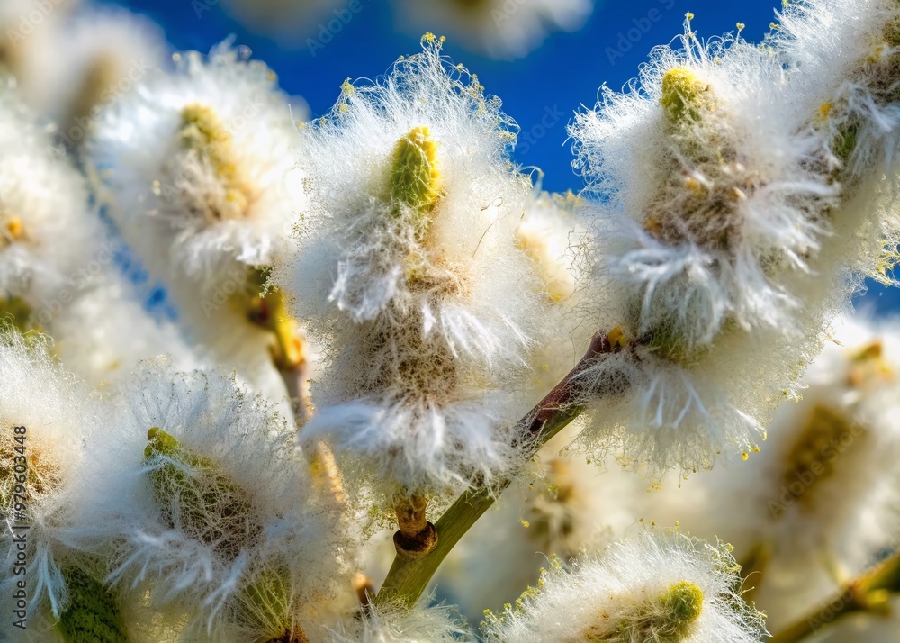Microscopic view of allergenic white poplar fuzz, a common airborne ...
