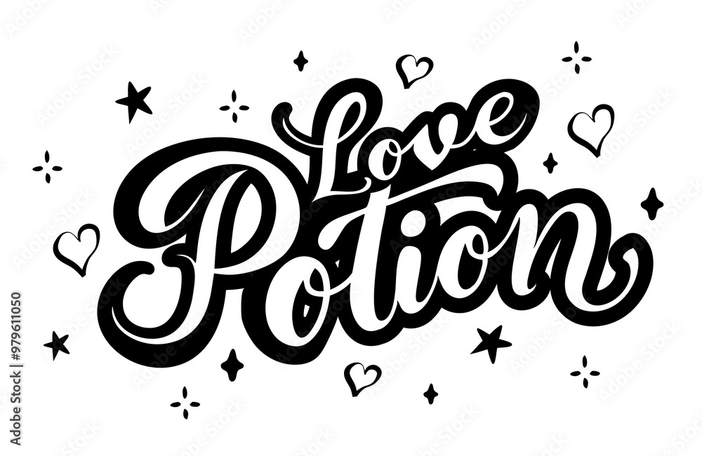 love potion t-shirt design, hand drawn lettering with creepy vibes ...