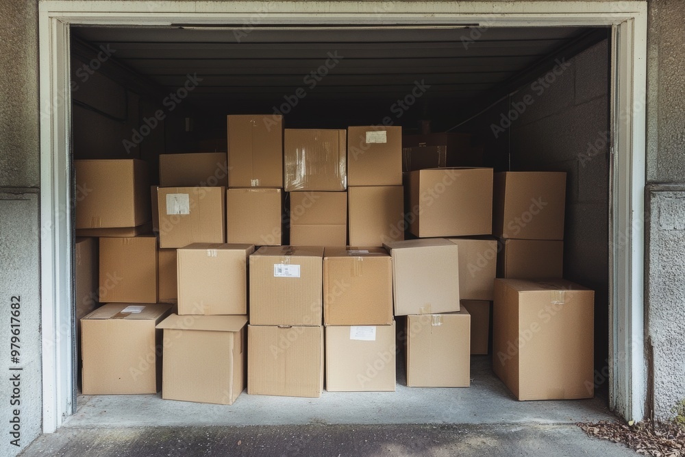 Warehouse Storage: A Stack of Cardboard Boxes in a well-lit warehouse ...