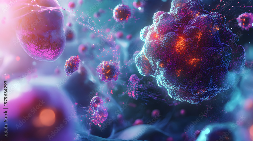 Abstract representation of immunotherapy with digital cells and ...