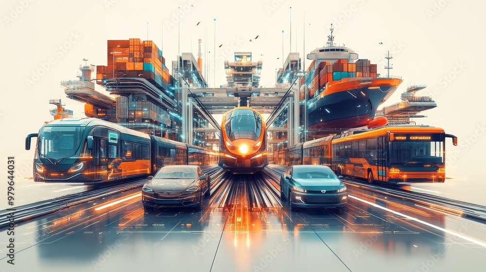 Future logistics center, gathering center for high-speed trains ...