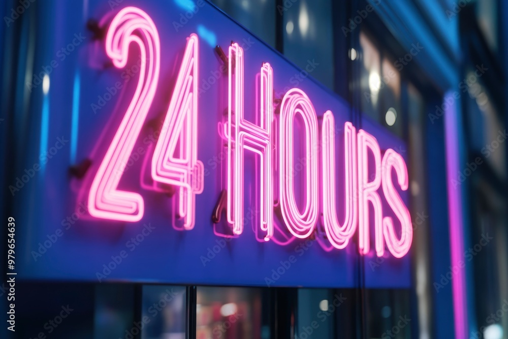 3D illustration of neon letter sign with the quote "24 Hours ...