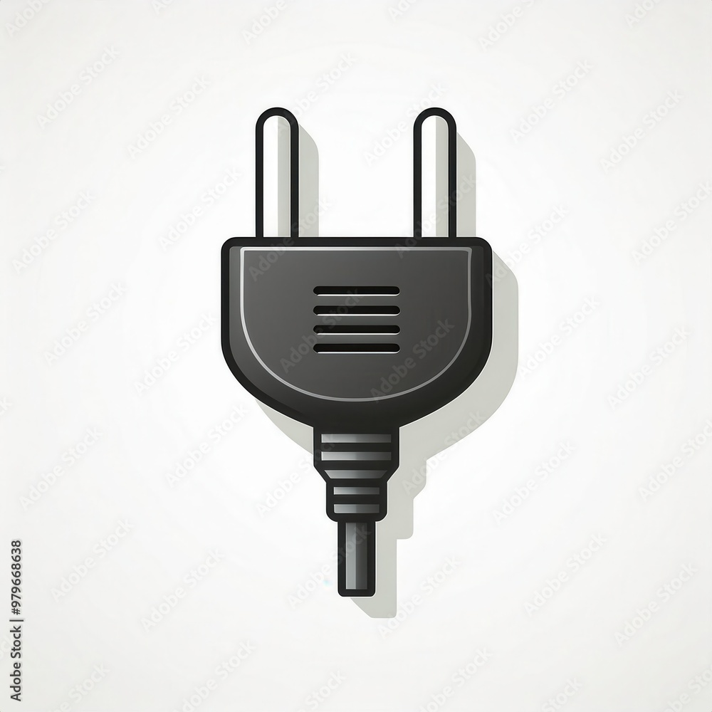 Minimalistic Black Electrical Plug Icon with Dual Prongs and Circular ...