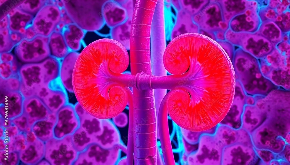 Renal pathology image displaying chronic kidney disease effects on ...
