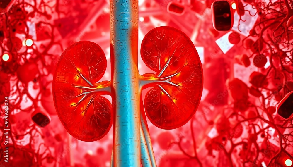Renal pathology image displaying chronic kidney disease effects on ...