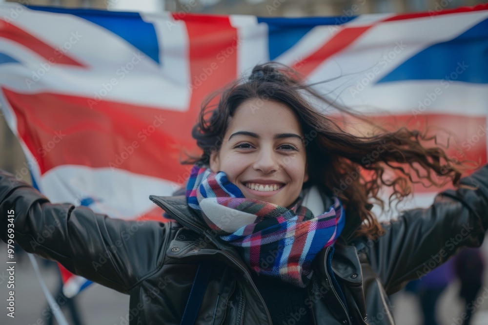 Victorious syrian woman represents celebration of heritage and unity. A ...