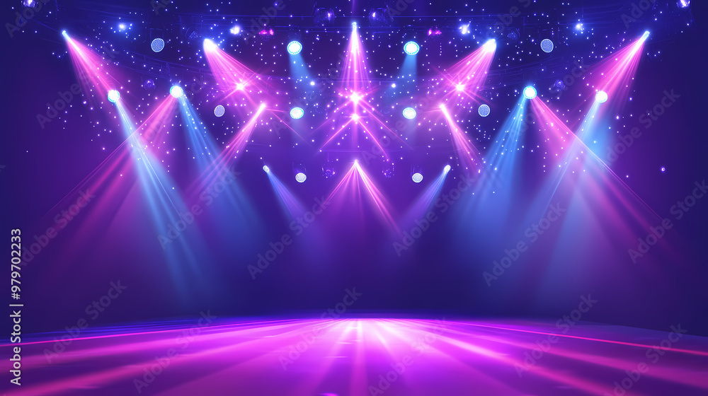 Concert stage with effect led lighting spotlights performance ...