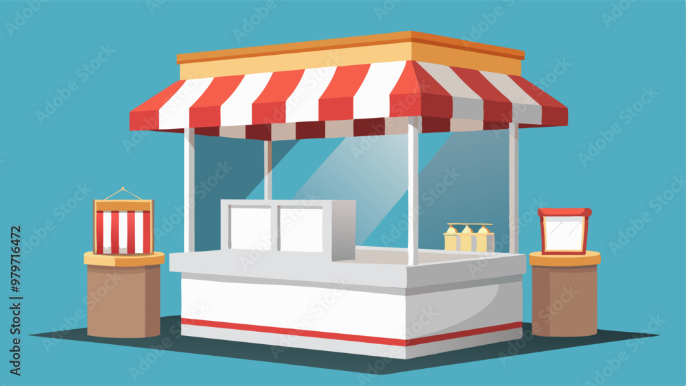 Advertising and promo white booth stand mockup with signboard ...