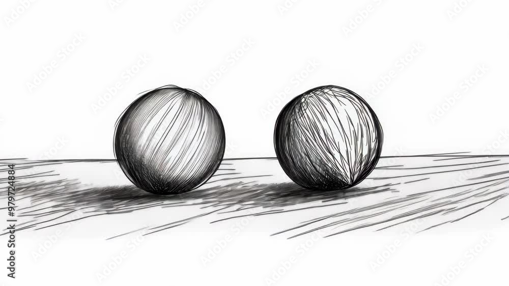A creative sketch of two spheres highlighting shading techniques in a ...