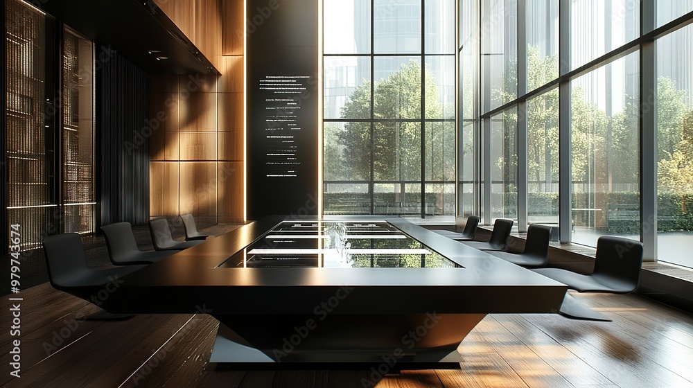 hyper modern tables in perpendicular and grid formation office layout ...