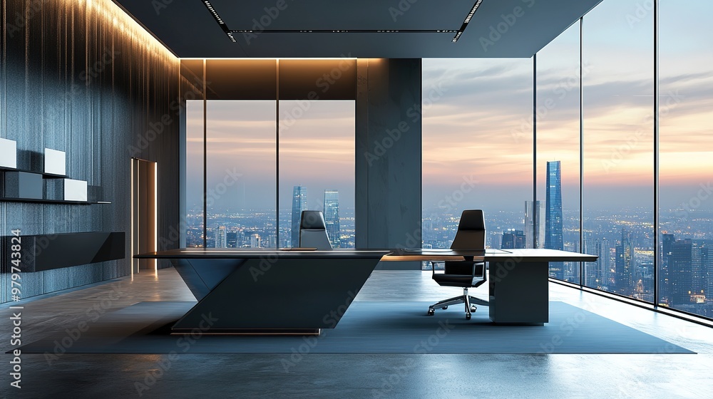 hyper modern tables in perpendicular and grid formation office layout ...